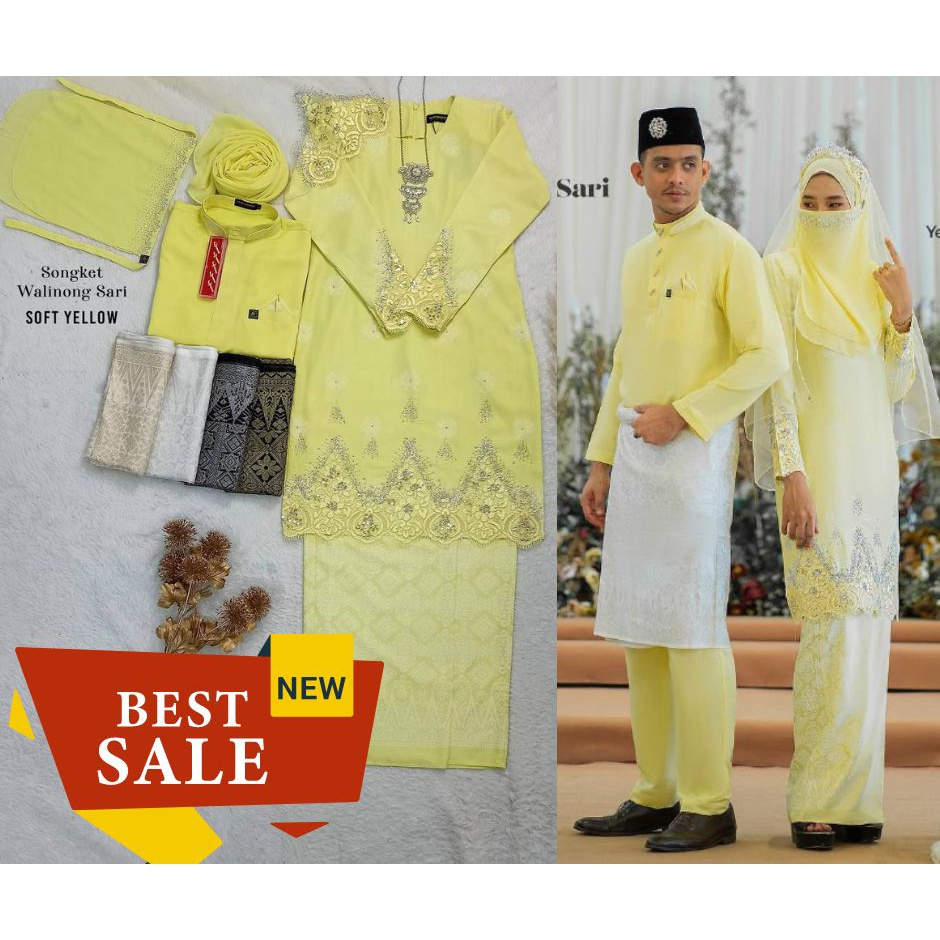 [SOFT YELLOW] SET NIKAH/TUNANG KURUNG MODEN SONGKET WALINONG SARI ...