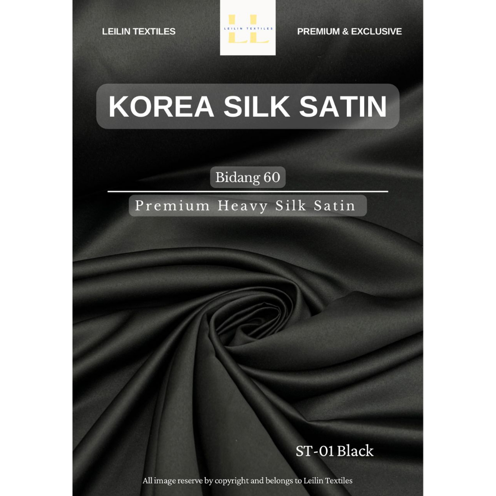 Kain Korea Silk Satin Plain Soft Heavy Satin Bidang 60" Open Meter (0 ...