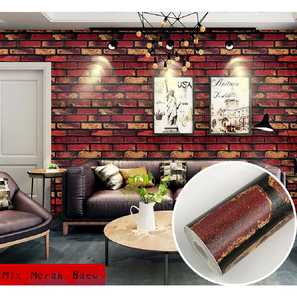KYK Waterproof Sticker 3D Wallpaper Brick Wall paper Kertas Dinding ...
