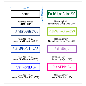 White Name tag, Multiple Thread Color, Tanda Nama Tanah Putih, Tulisan ...