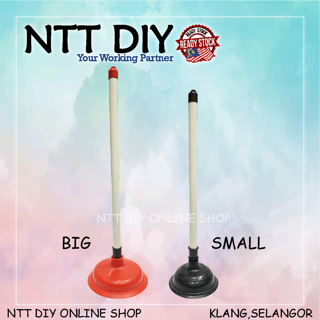NTT DIY Rubber Pump Clog Manual Black Toilet Plunger Sink Pluger ...