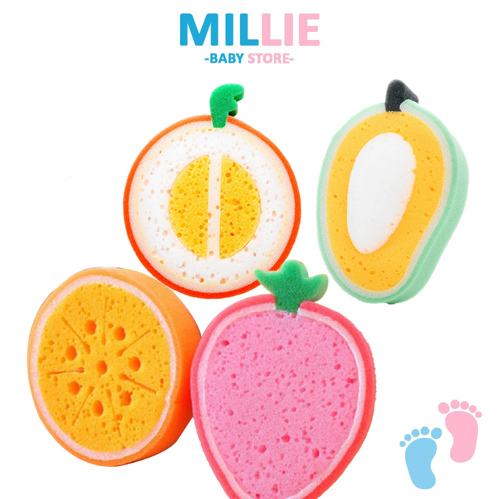 MILLIE Attractive Fruit Design Thickened Sponge Wipe Baby Tableware ...