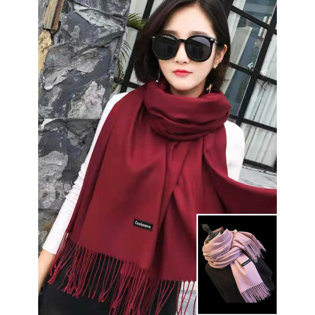 Shawl Korea Scarf Long Plain Autumn Winter Fashion Pashmina Cashmere ...