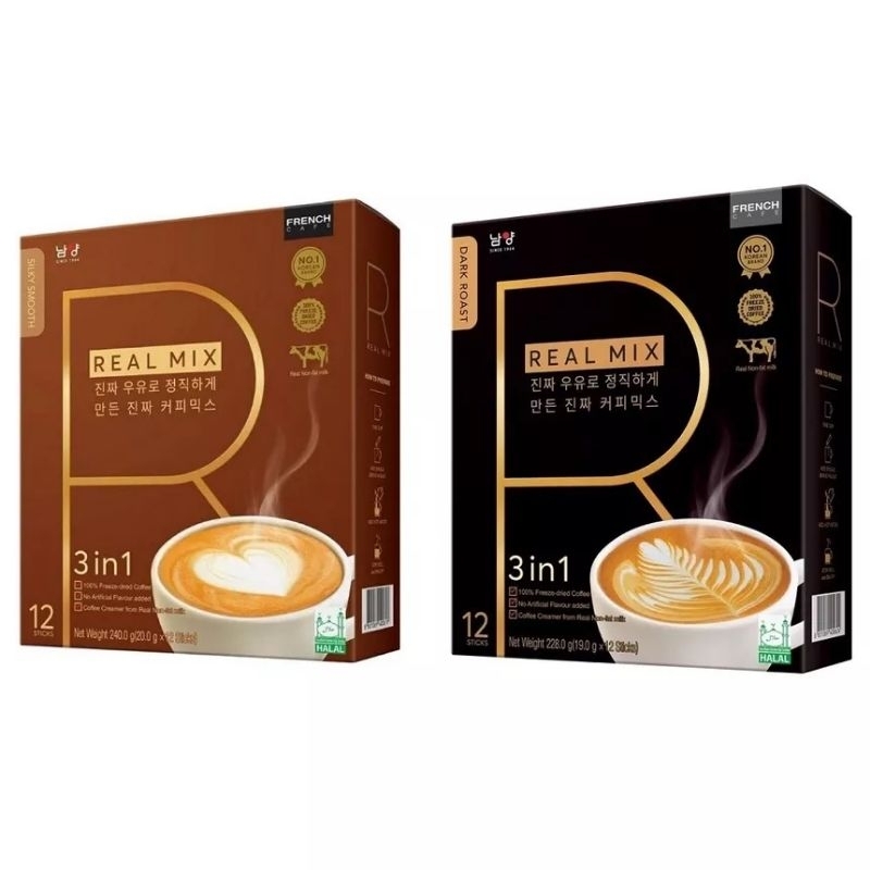 French Cafe Real Mix Dark Roast Silky Smooth 3in1 Instant Coffee ...