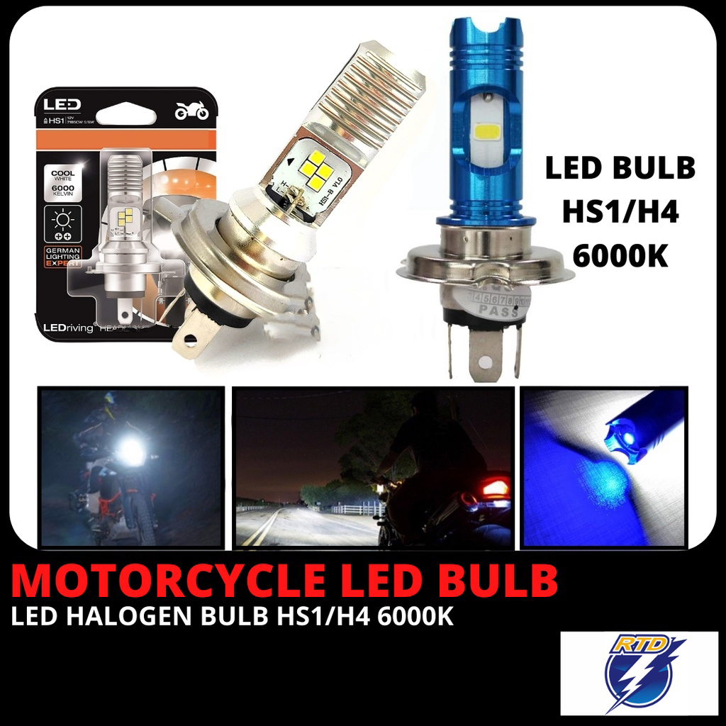 LED HALOGEN HEAD LIGHT BULB HS1 & H4 MOTORCYCLE USE / MENTOL LAMPU ...