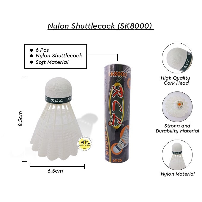RCL SK8000 Nylon / Plastic Shuttlecock Original 100% | Shopee Malaysia