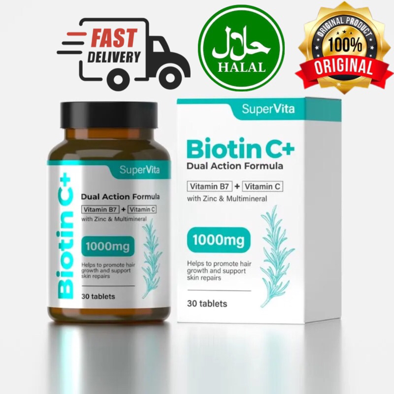 Biotin C+ SuperVita Dual Action Formula 1000mg 30 Tablets ORIGINAL HQ | Shopee Malaysia