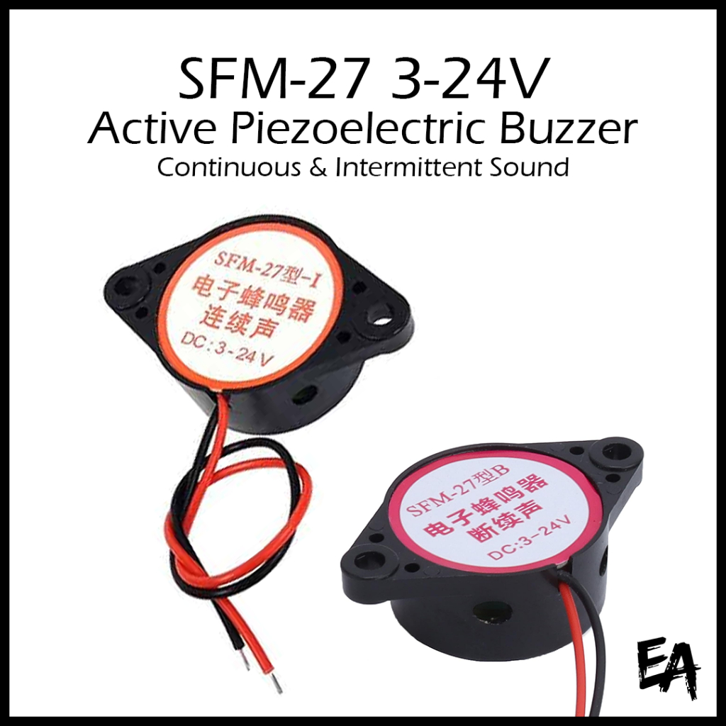 SFM-27 Active Piezoelectric Buzzer 3-24V Continuous Intermittent Sound ...