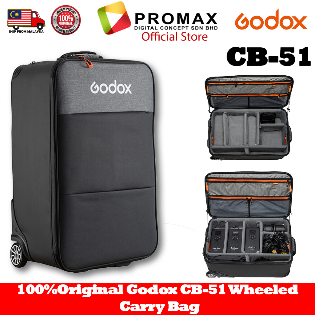 100% Original New Godox CB-51 Wheeled Carry Bag for S60 LED 3-Light Kit ...