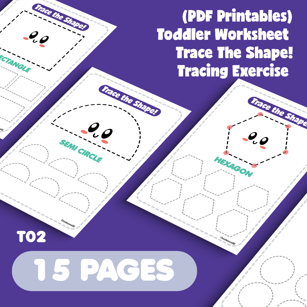T02 (PDF Printables) Toddler Worksheet Trace The Shape! - Tracing ...