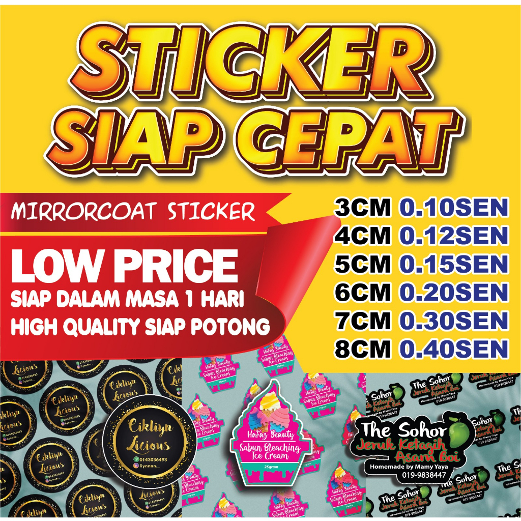 sticker label Printing PRODUK MURAH CEPAT PELBAGAI LABEL MURAH Min ...