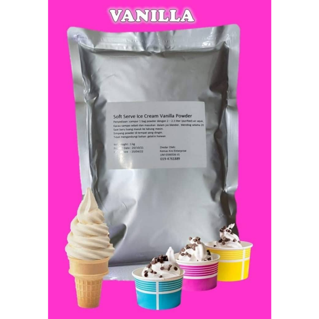 [Ready stock] Vanilla/ Chocolate soft serve ice cream powder 1KG pack ...