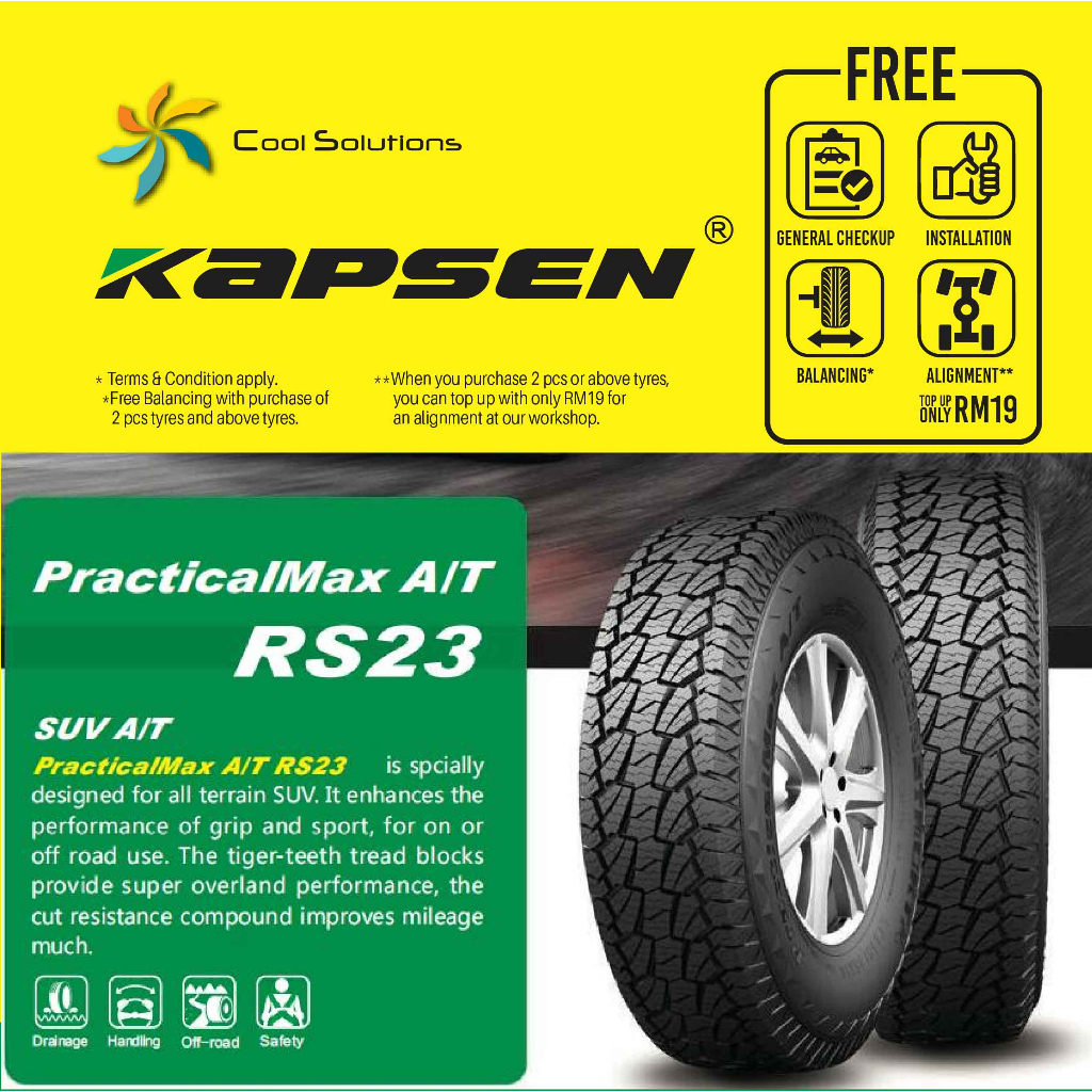 KAPSEN RS23 31X10.5R15; 245/70R16; 265/70R16; 265/60R18; 285/50R20 | Shopee Malaysia