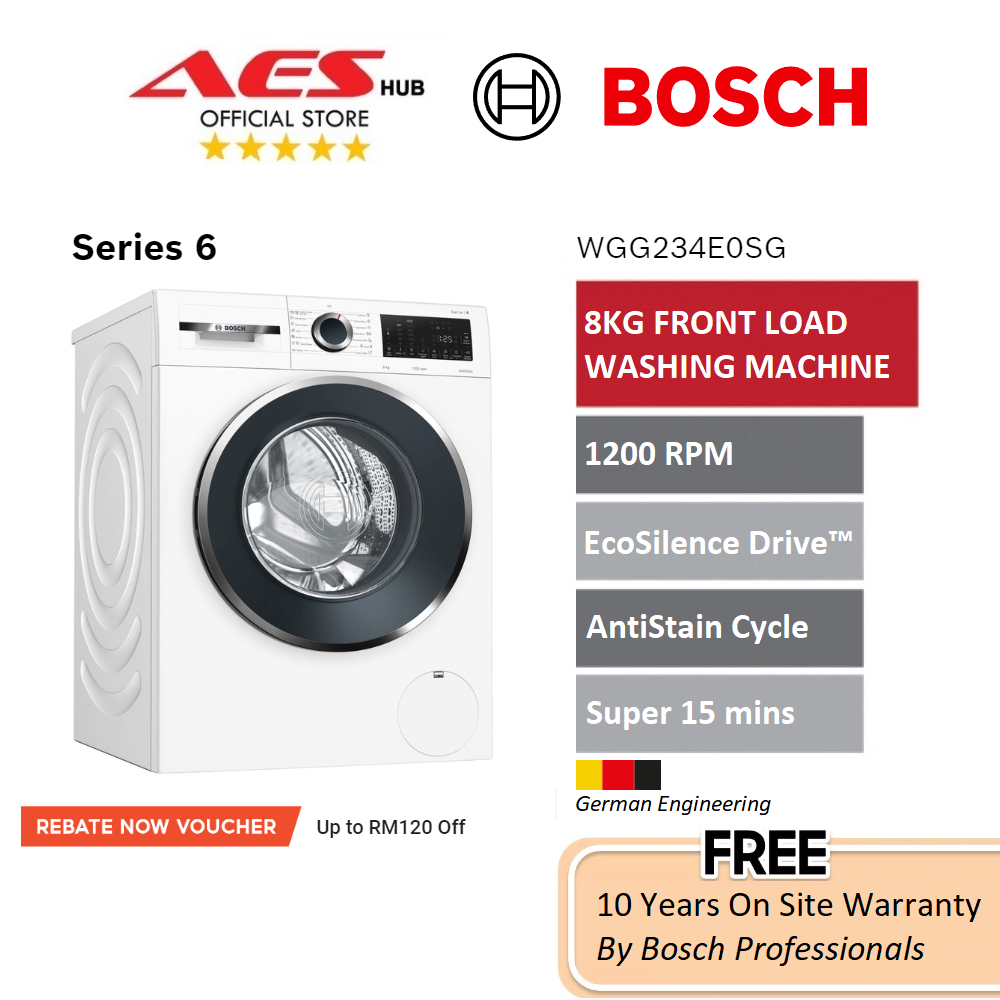 Bosch Series 6 8kg Front Load Washing Machine 1200RPM AntiStain with ...