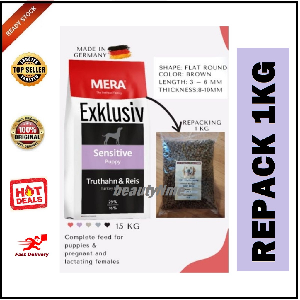 MERA EXCLUSIVE FOR SENSITIVE PUPPY 1KG (TURKEY & RICE)Complete food for ...