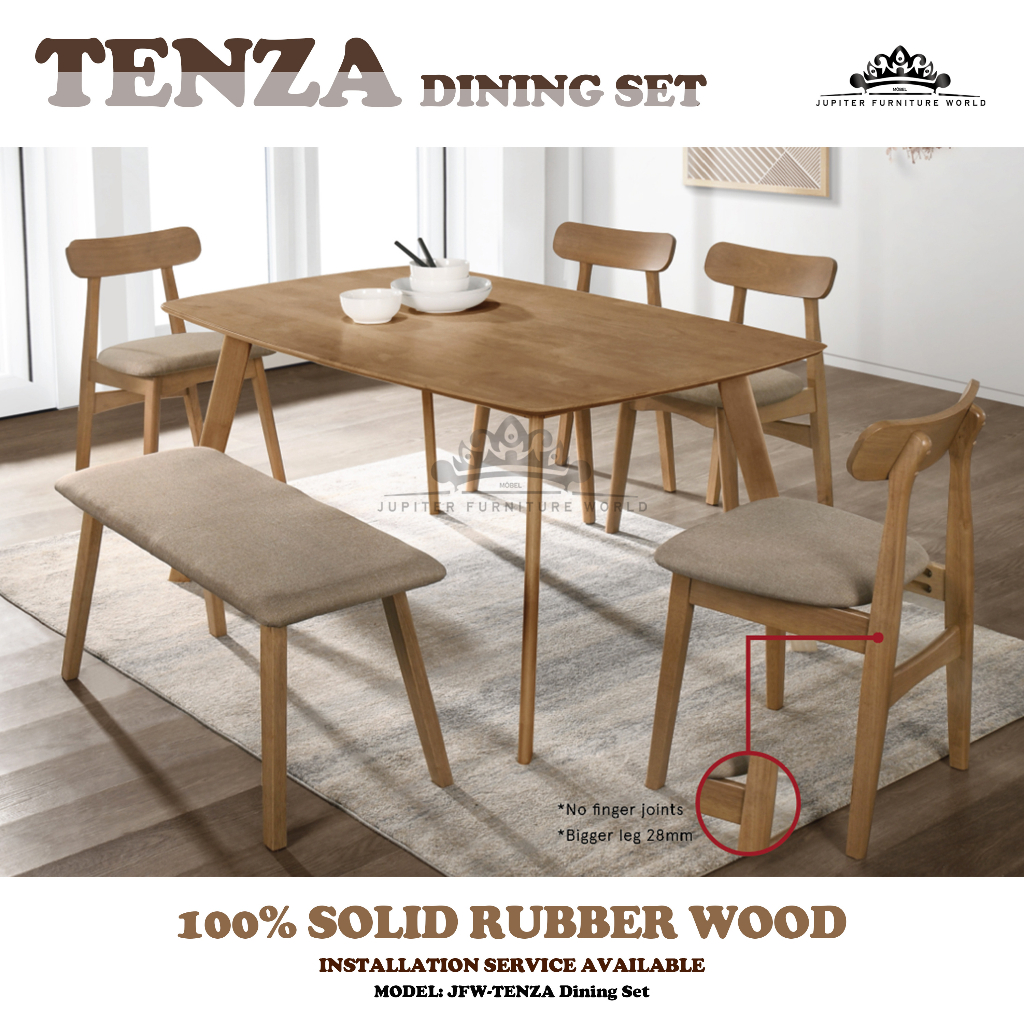 SPECIAL EDITION [JFW TENZA DINING TABLE SET]-SOLID WOOD TABLE / SET MEJA MAKAN/MEJA MAKAN 4 ...