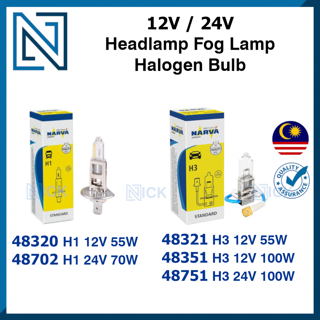 Original NARVA Germany H1 H3 12V 55W 100W / 24V 70W 100W Halogen ...