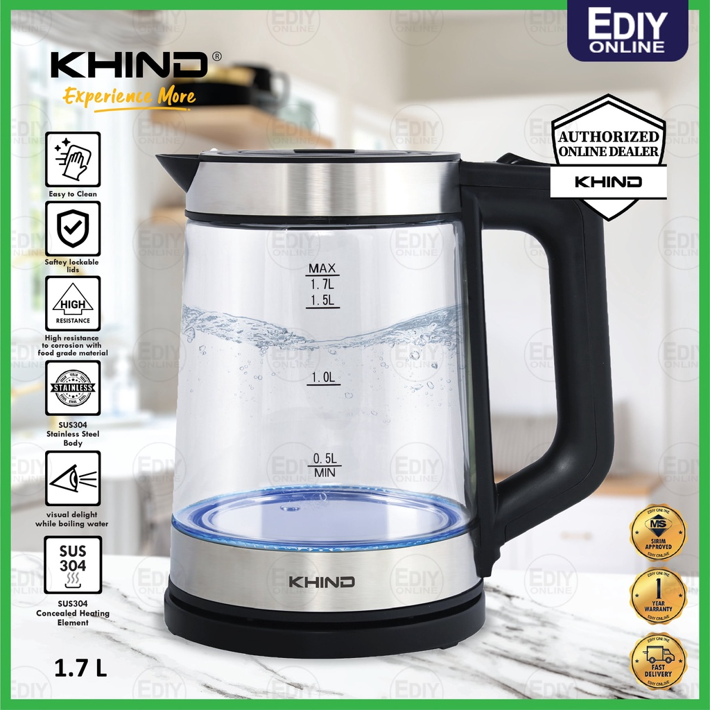 【SIRIM 3 PIN】 SUS304 KHIND EK171SS EK171G Heathy Electric Jug Kettle 1 ...
