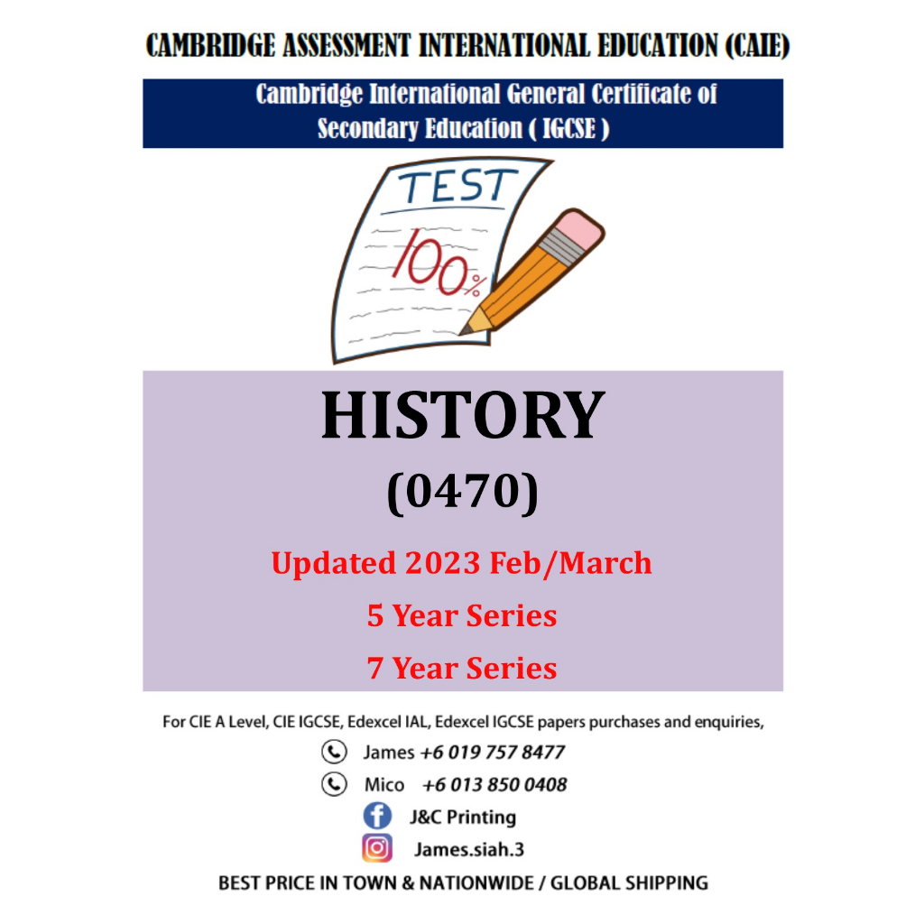 Cambridge Igcse Past Year Papers HISTORY 0470 PAPER 1,2,4 | Shopee Malaysia