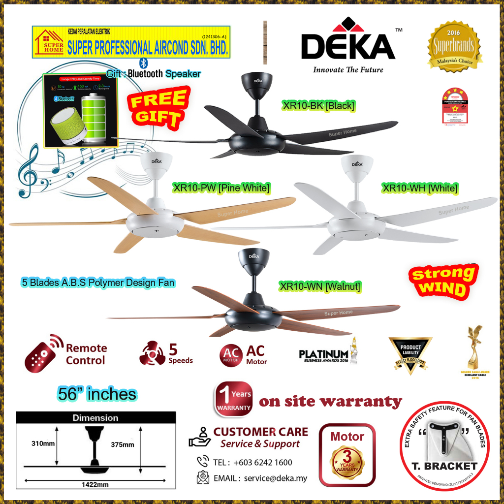 Deka Ceiling Fan XR10 ((5 speed)) 56 inch Remote Control Ceiling Fan ...