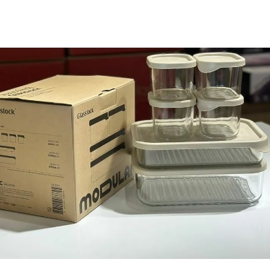 Glasslock Modular 6pcs Set 300ml(4pcs)+1.2L(1pc)+1.7L(1pc) | Shopee ...
