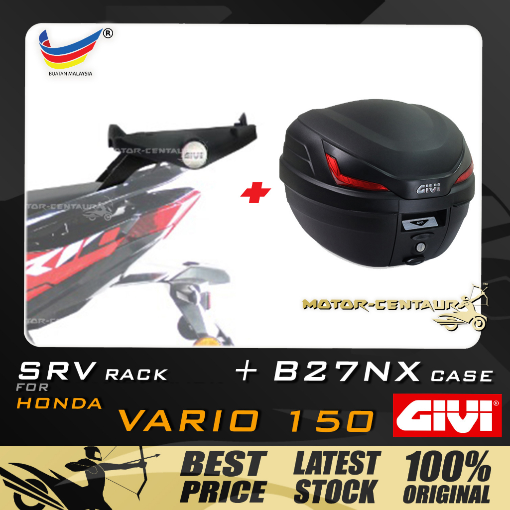 SET KOMBO KOTAK/BOX GIVI B27/B270/B32/B33/B34/B360/B42/B45/E250/E43 TOP CASE + GIVI HONDA VARIO ...