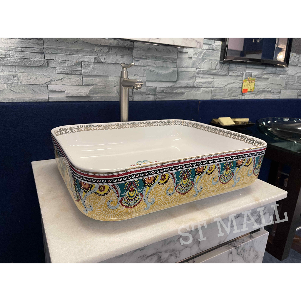 ANTIQUE STYLE AND LUXURY SQUARE HAND MADE CERAMIC ART BASIN SQUARE ART ...