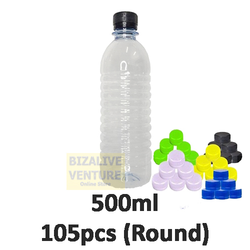 Thick Round Plastic Bottle 500ml , 350ml , 330ml , 250ml (Bottle Cap Included) Botol Kosong ...