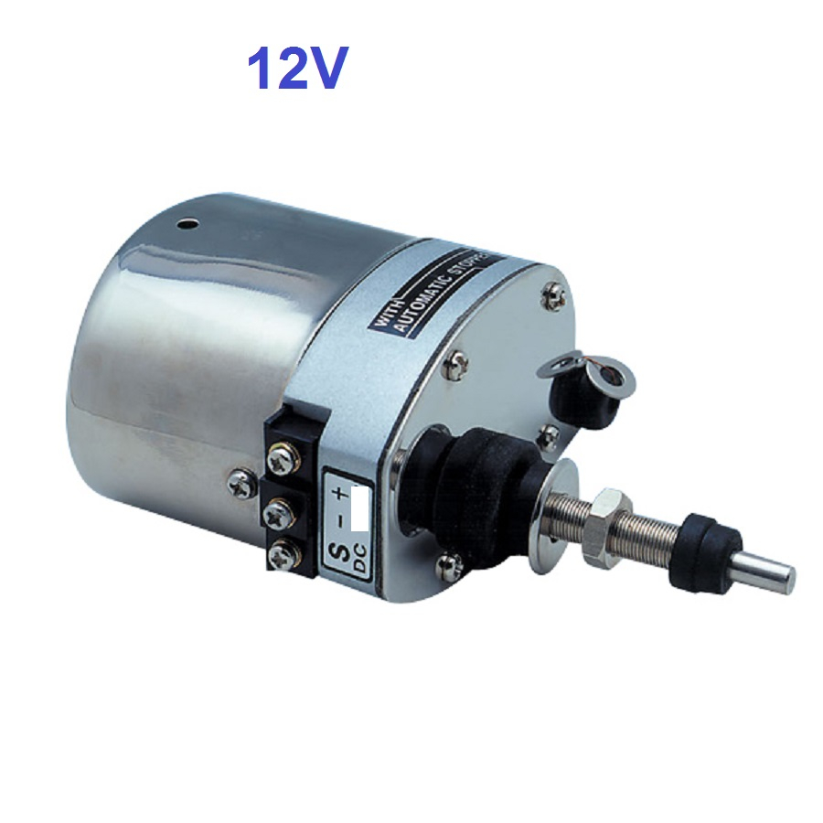 TMC-00801 Self-Parking Marine Wiper Motor 12V, 90 Degree, Stainless Steel Housing, With Arm ...