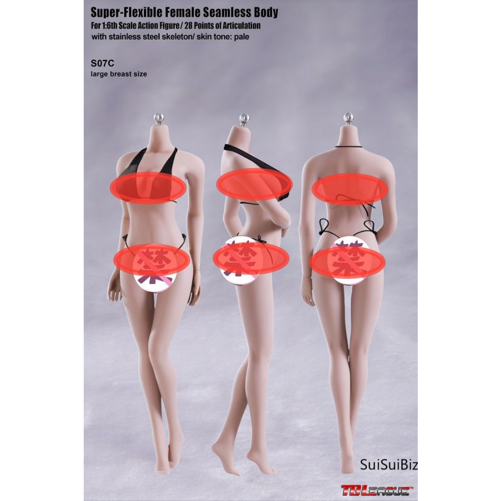 Ready Stock 1 6 Scale Toys Phicen S07c Tbleague Large Bust Attached