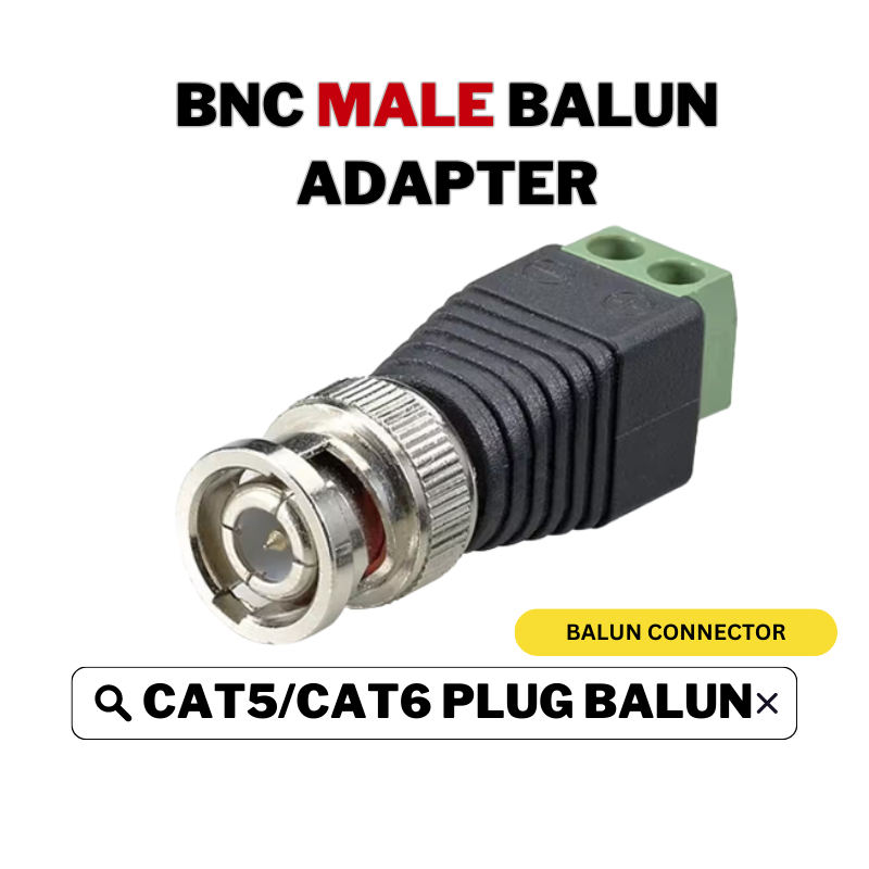 HIKVISION CCTV Male Balun Connector Adapter for Coax CAT5 CAT6 CAT7 to ...