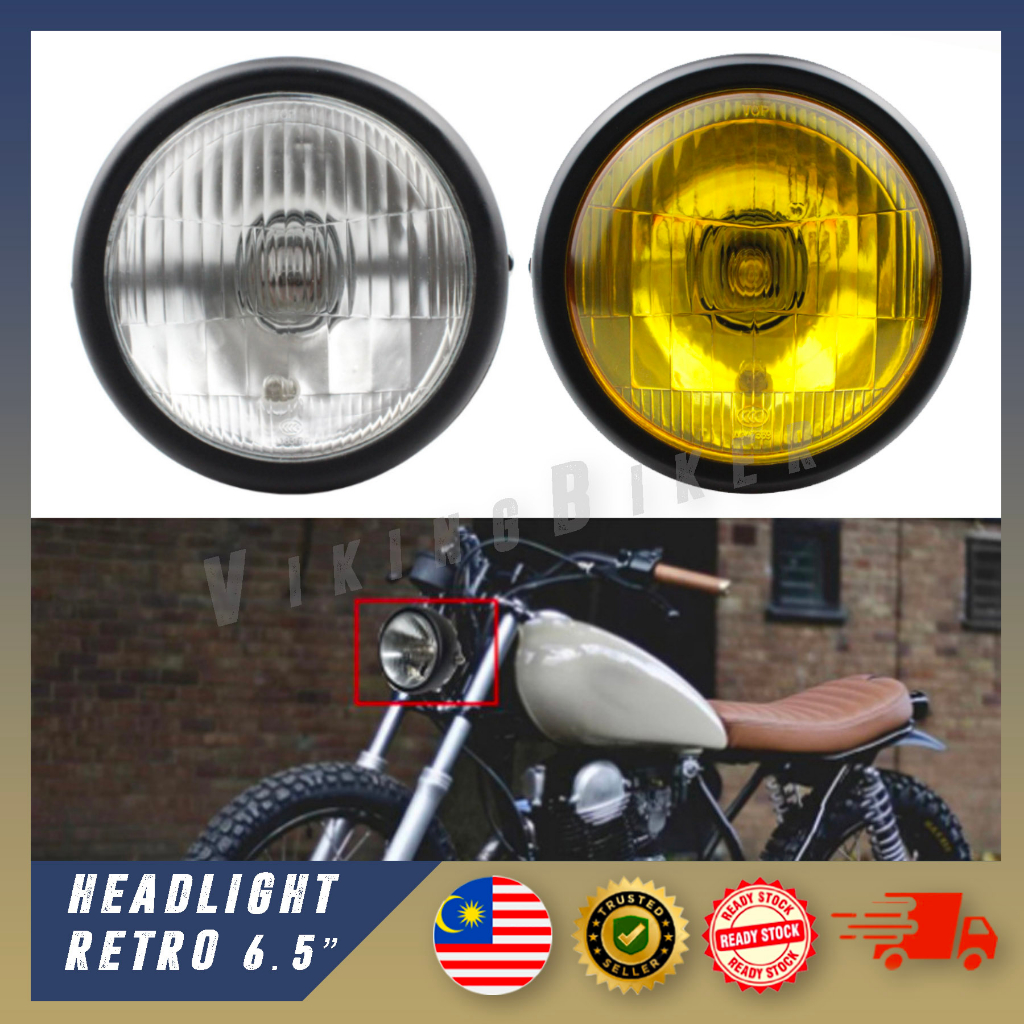 (⚡⚡READY STOCK⚡⚡) MOTORCYCLE 6.5" RETRO CG125 HEADLIGHT HEADLAMP LAMPU ...