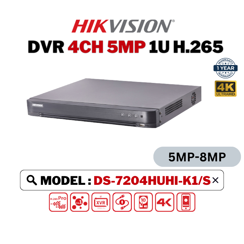 HIKVISION CCTV DVR 4CH Digital Video Decorder AcuSense Turbo HD 4 ...