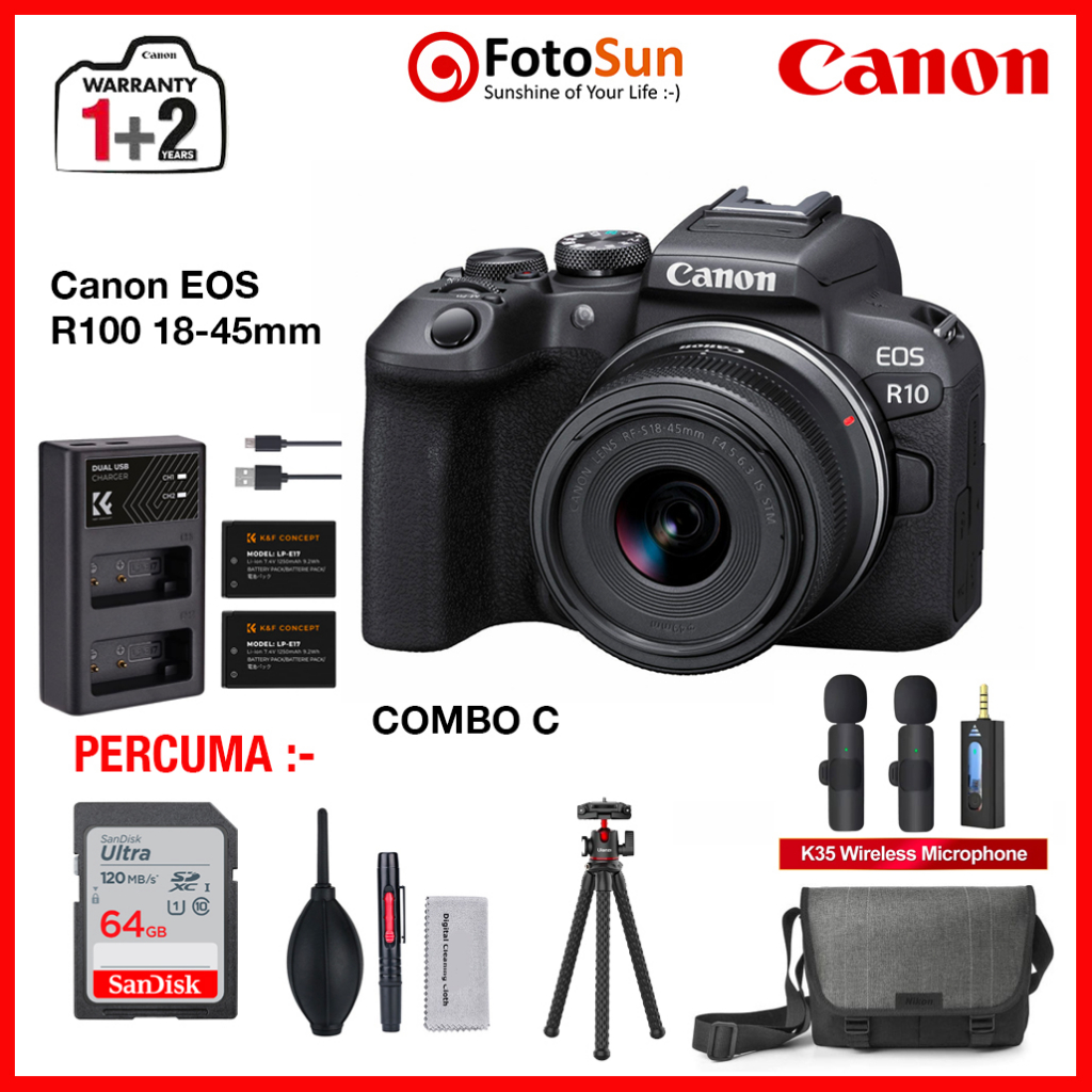 Canon EOS R100 body / kit 18-45mm STM with combo freegift 3 year ...