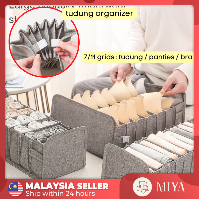 7/11 Grid Tudung Underware Panties Socks Bra Storage Box Organizer ...