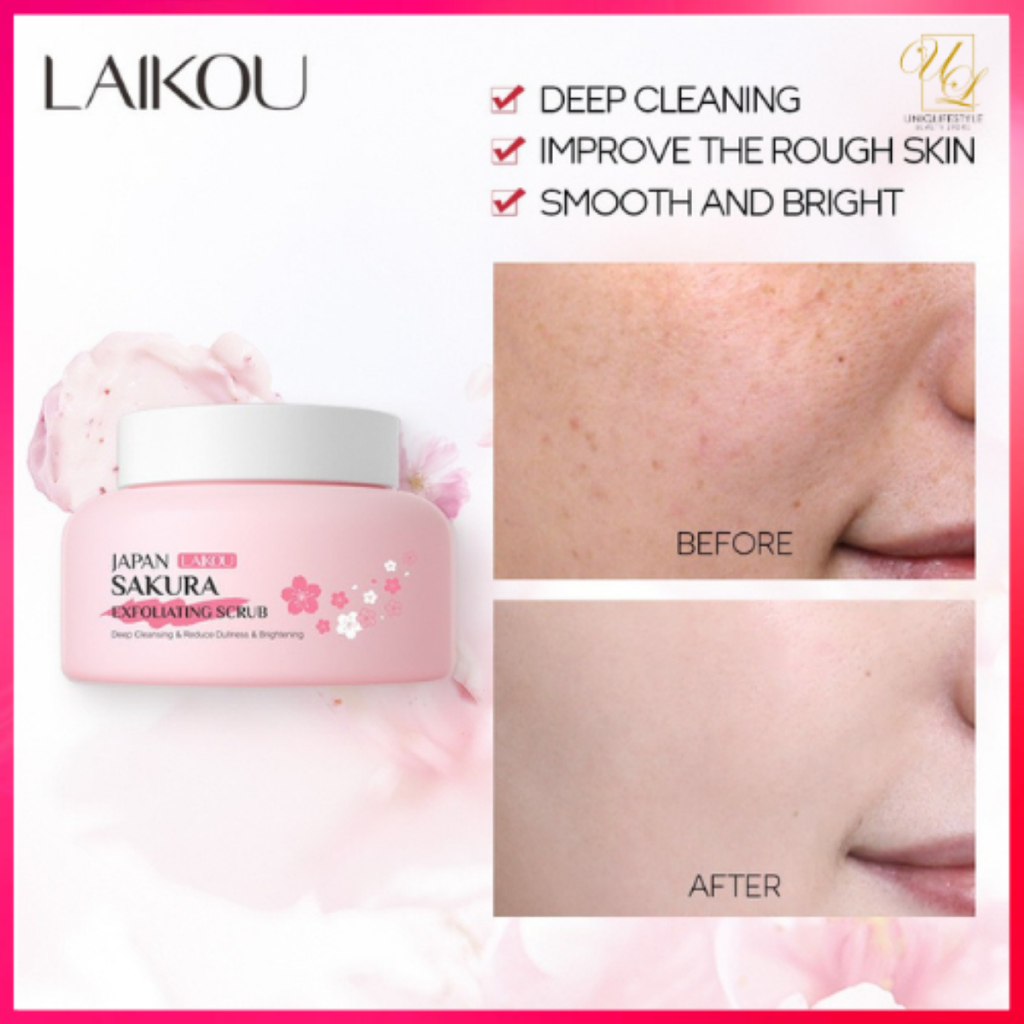 LAIKOU Japan Sakura Face Body Scrub Exfoliating Dead Skin Deep ...
