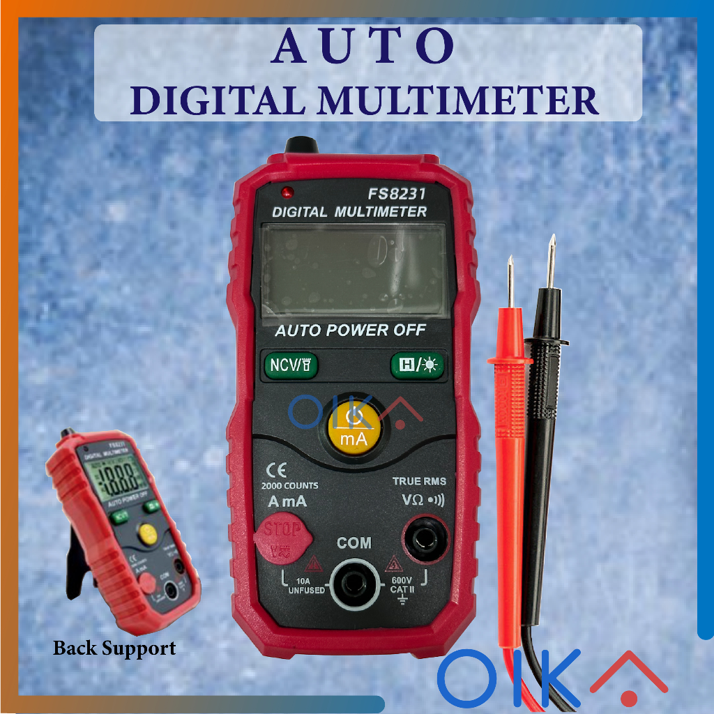 AUTO Digital Multimeter With LED Light NCV Data Hold Volt Tester ...