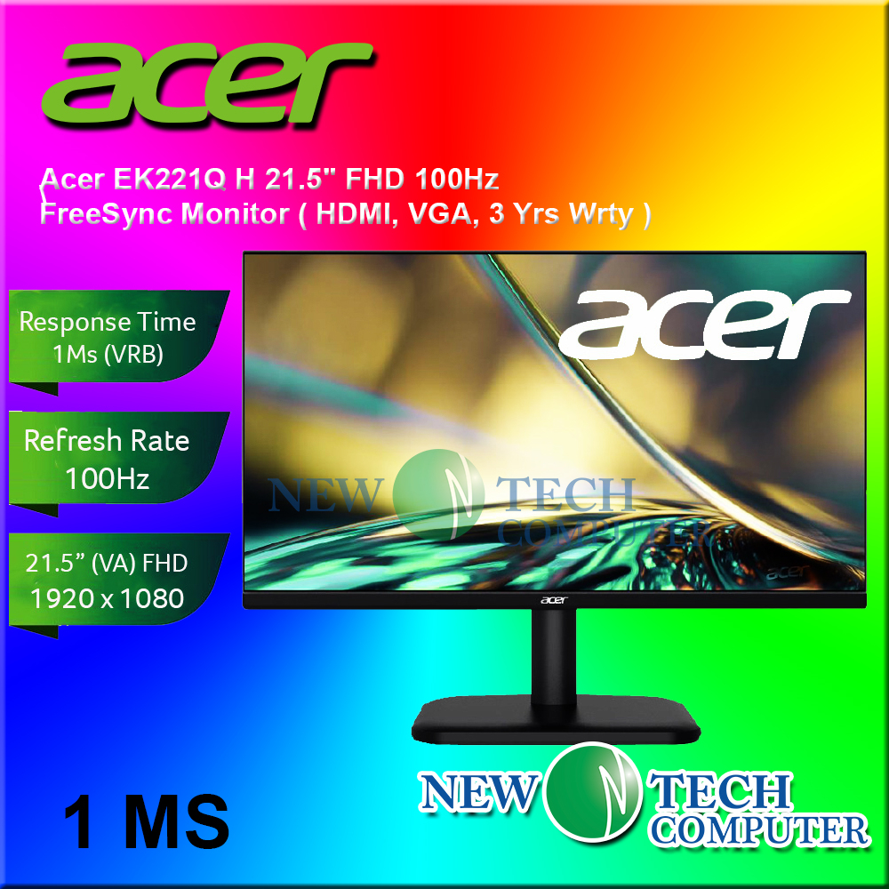 ACER Acer EK221Q H 21.5" FHD 100Hz FreeSync Monitor ( HDMI, VGA, 3 Yrs ...