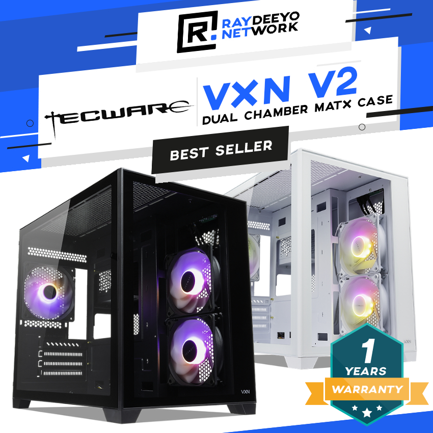 Tecware VXN V2 TG ARGB Compact Dual Chamber MATX Casing [Optimized for ...