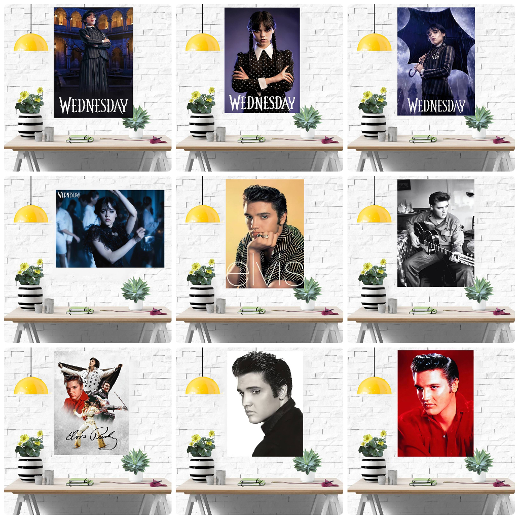Wednesday Addams & Elvis Presley A3 Poster & A3 Frame Wall Decoration ...