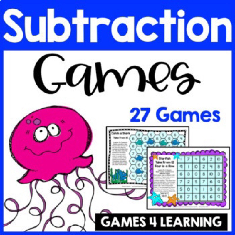 [PDF] Ocean Animals Subtraction Games for Fact Fluency: Printable Math ...