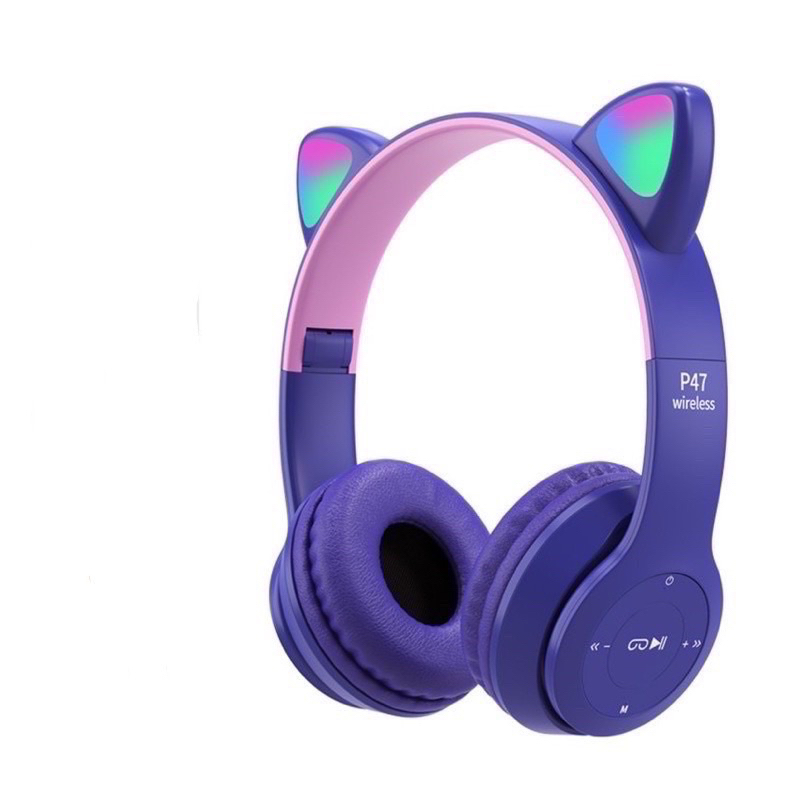 Stock In Malaysia cat ear headphone wireless headphone bluetooth LED ...
