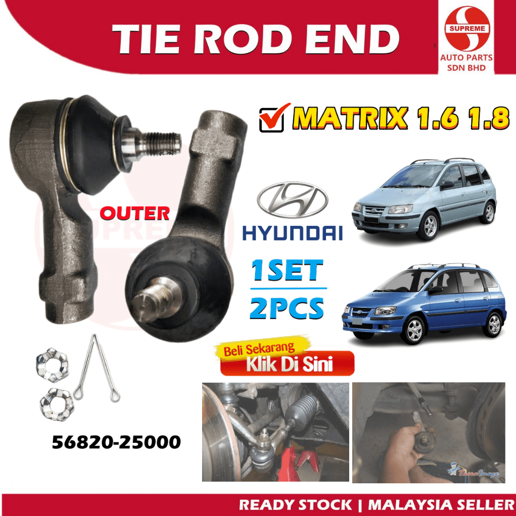 S2U Steering Rack Tie Rod End Outer Inner Hyundai Matrix 1.6 1.8 56820 ...