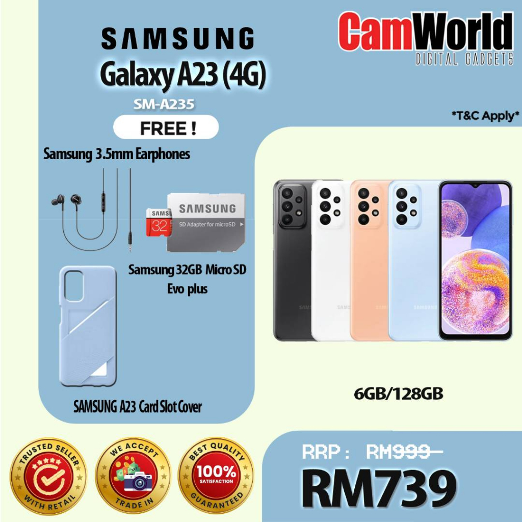 Samsung Galaxy A23 ( SM-A235 ) ( 6GB + 128GB ) With Cover , 3.5mm ...