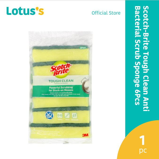Scotch-Brite Tough Clean Anti Bacterial Scrub Sponge (6 Pcs) | Shopee ...