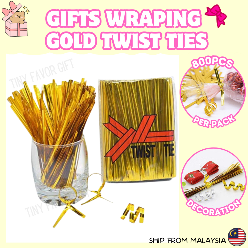 800+-pcs 8cm Gold Twist Tie Wire Metallic String Rope Packing Goodies ...