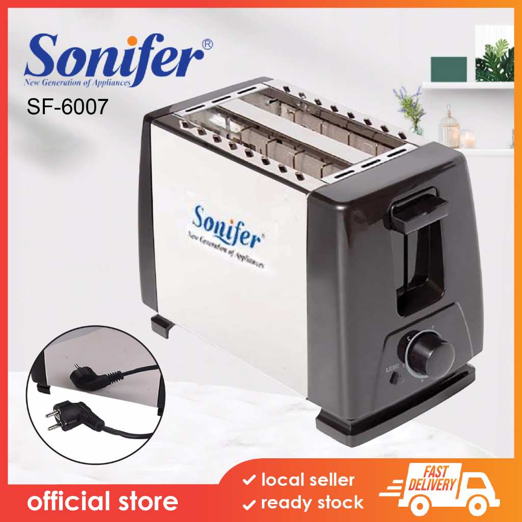 SONIFER SF-6007 Toaster Automatic Pop Up 2 Slices Fast Heating Bread ...