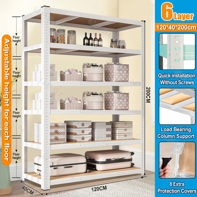 3-6 Tier Metal Boltless Rack Home kitchen Store Storage Rack Warehouse Rak Besi Serbaguna ...