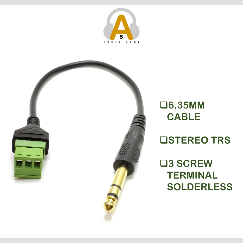 6.35mm 1/4" Stereo TRS Audio Jack Male to 3 Pin Screw Terminal Female ...