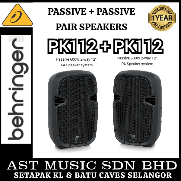 Behringer PK112 Passive 600W 12″ PA Speaker System (Pair) | Shopee Malaysia